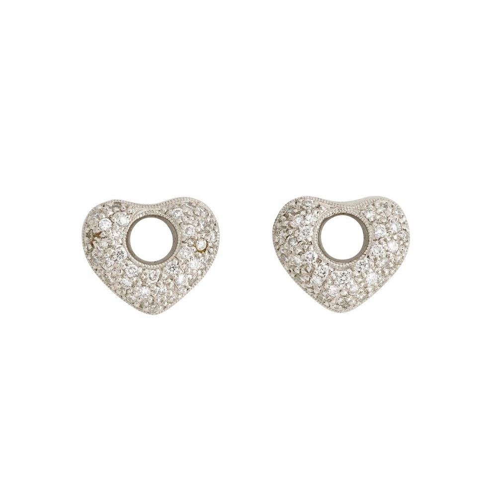 Heart-shaped diamond earring enhancers in 18ct white gold, 0.45ct ...