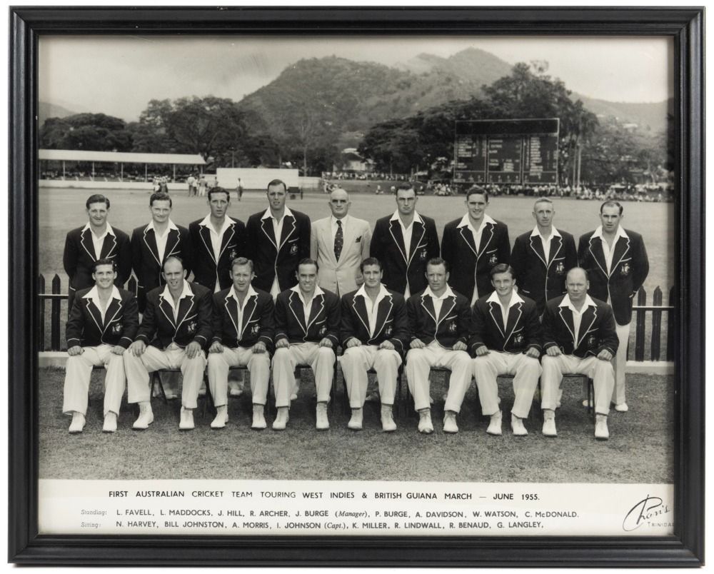 1955 Australian Cricket Team Official Photograph with Arthur Morris ...