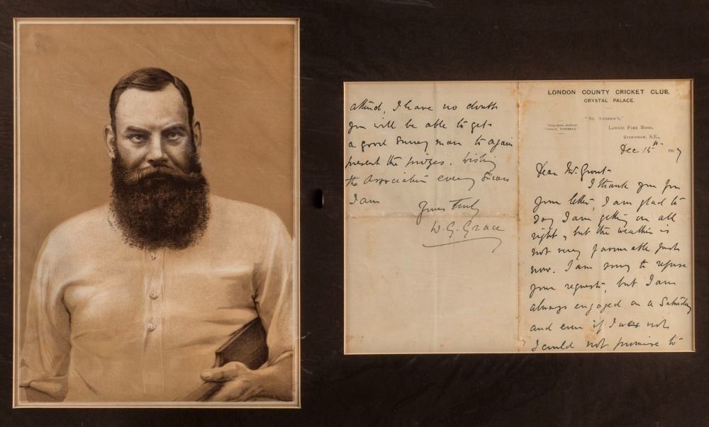 W. G. Grace Autographed Letter Sheet and Lithographic Print - Sporting ...