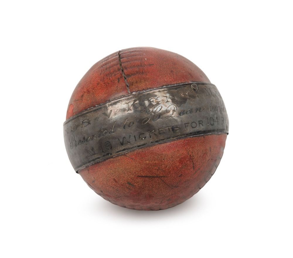 1907 Lancs. vs Kent Cricket Trophy Ball Presented to H. Dean - Sporting ...