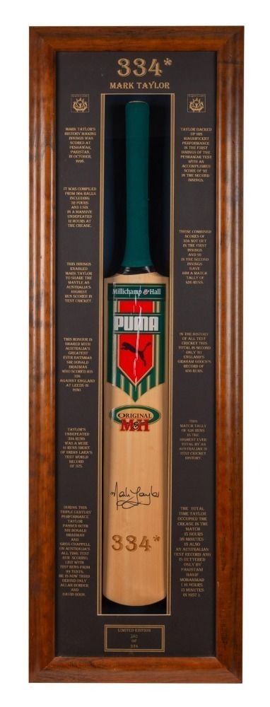 Mark Taylor 334 Not Out Limited Edition Signed Bat Display - Sporting ...