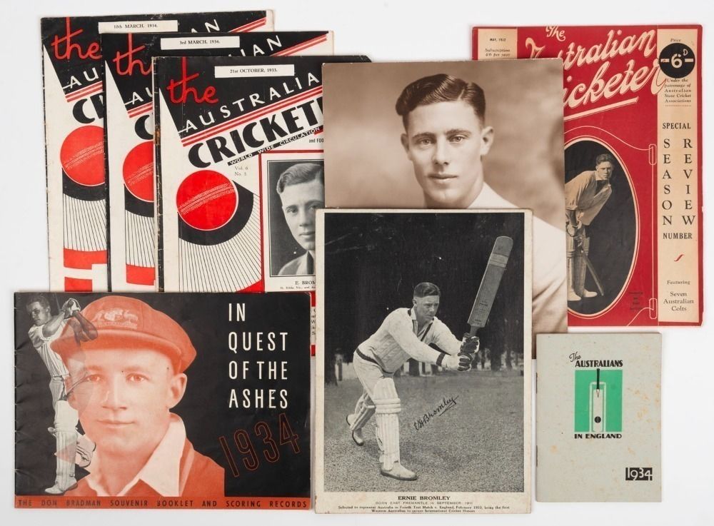 Ernie Bromley Estate Collection: Cricket Magazines, Booklet, Photos (8 ...