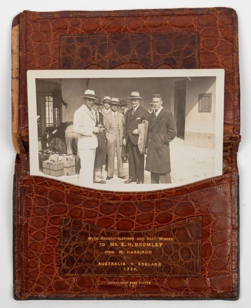 Ernie Bromley's Personalized Leather Wallet from 1934 Cricket Match ...