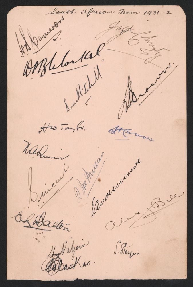 1931-32 South African Cricket Team Autograph Page Signed by Players ...
