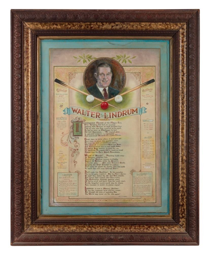 Lindrum's Achievements: Hand-Painted Illuminated Display by W.J ...