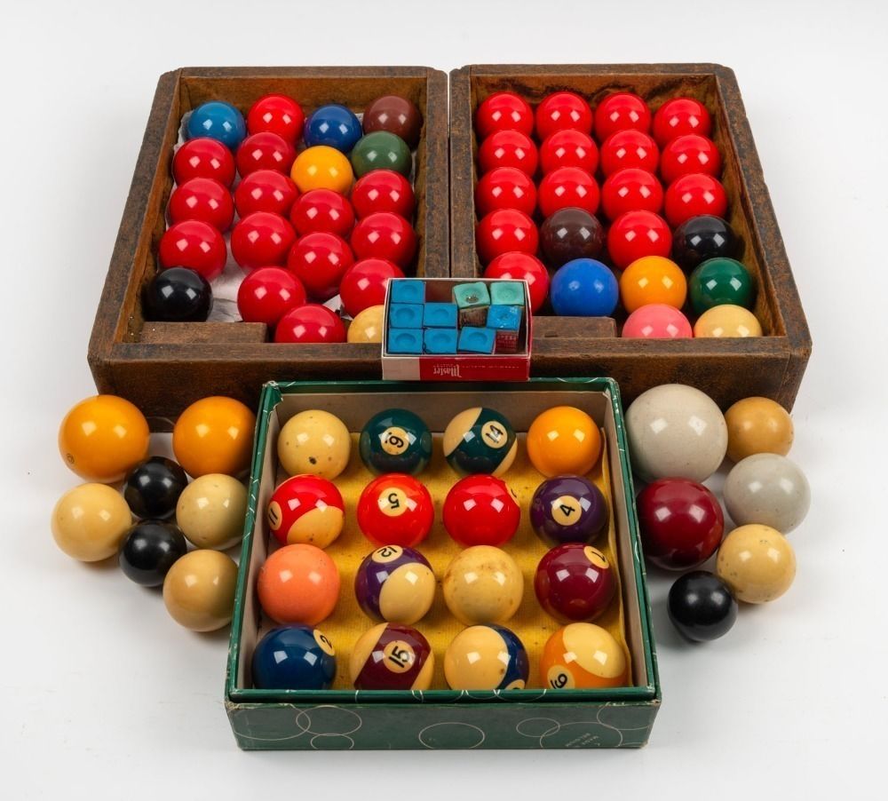 Walter Lindrum's Billiard Room Collection: Balls and Chalk Assortment ...
