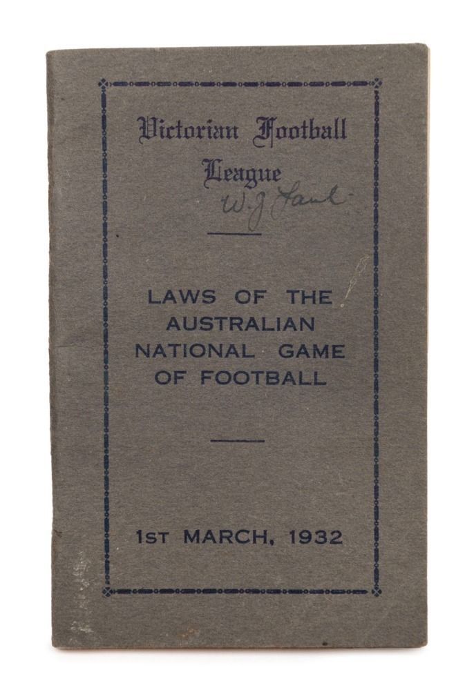 1932 Victorian Football League Rules: Australian National Game Laws ...
