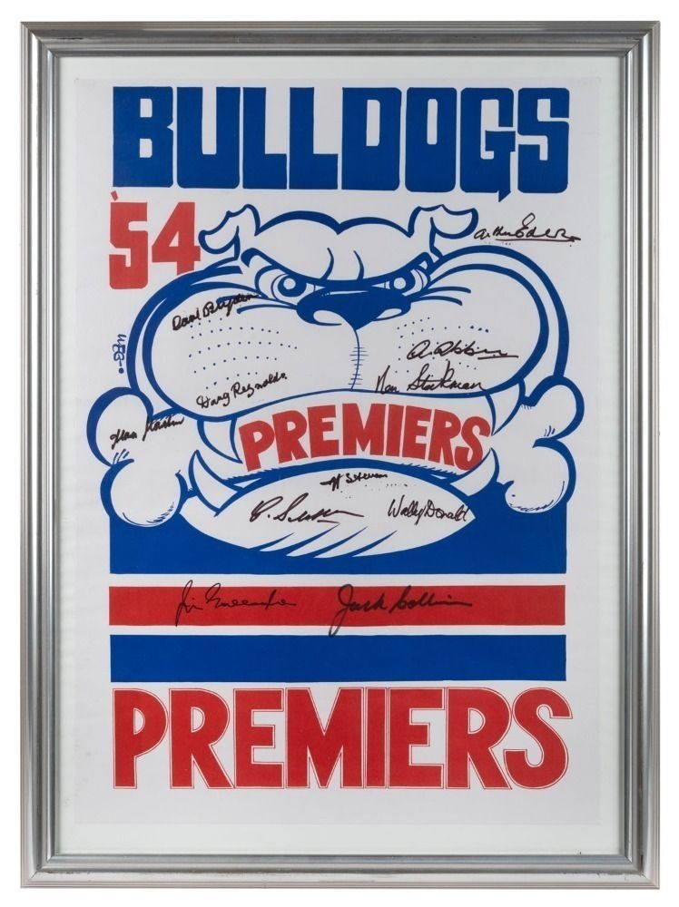 1954 Bulldogs Premiers Poster Signed by Surviving Team Members ...