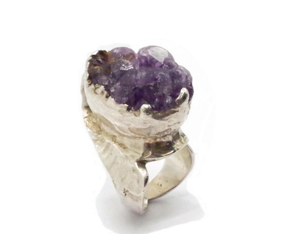 Australian Amethyst Geode & Sterling Silver Astrid Cocktail Ring ...