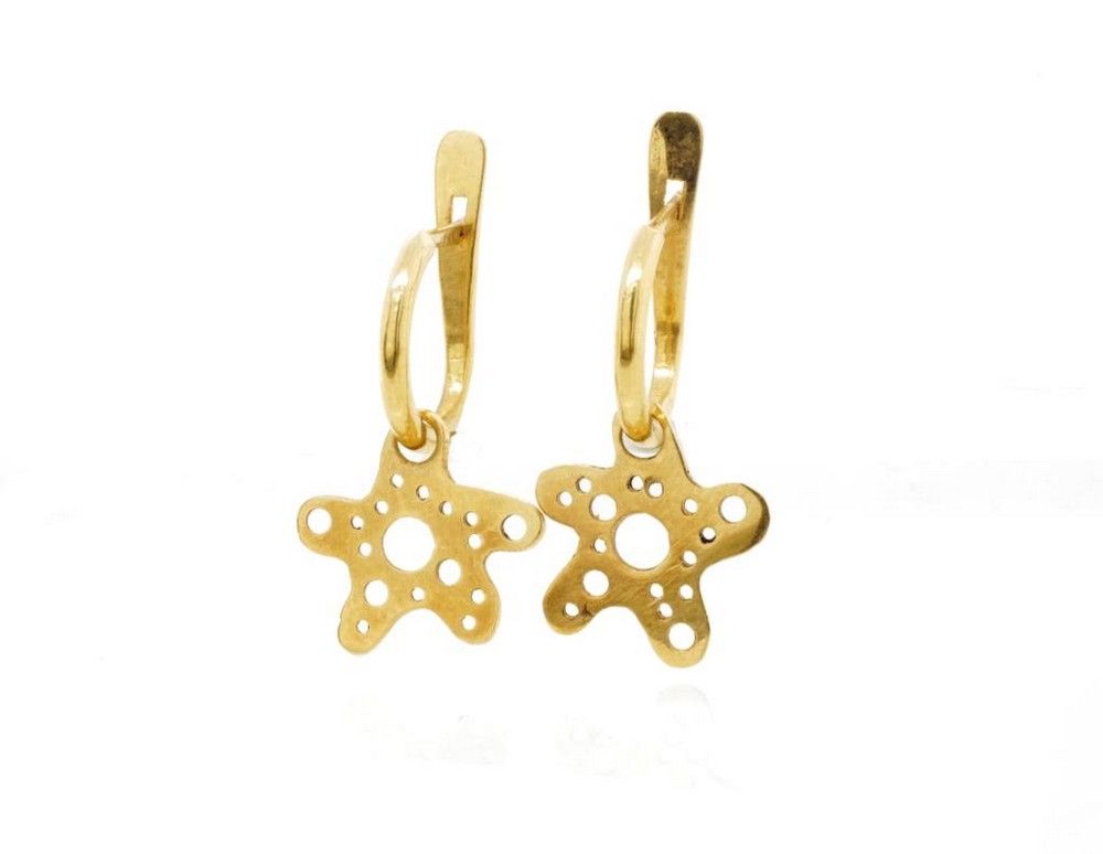 18ct Yellow Gold Lock Back Earrings, 2.28g, English Marked 750 ...