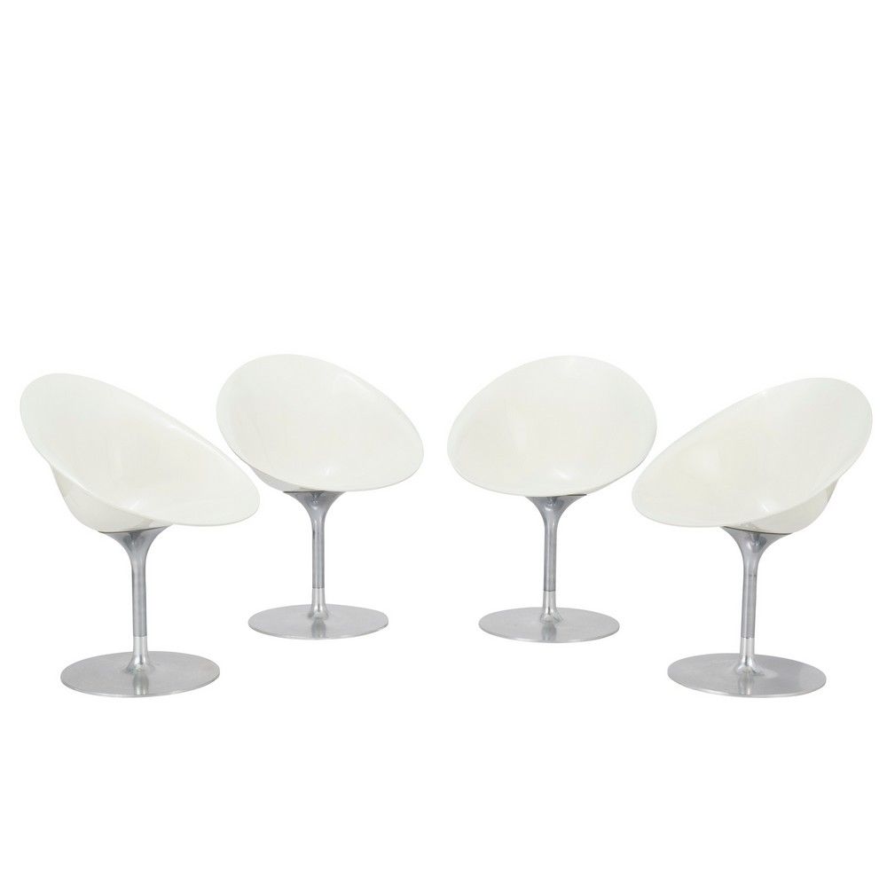 Philippe Starck 'Eros' Chairs for Kartell, White Polycarbonate, Swivel ...