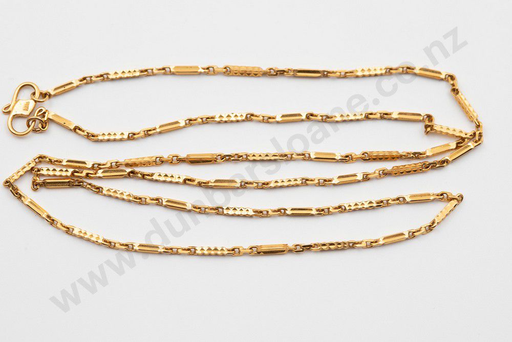 22ct Fancy Rail Link Neck Chain - 53cm Length - 11gms - Necklace/Chain ...