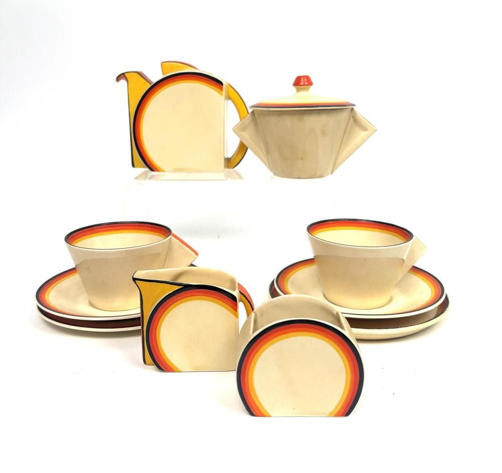 Clarice Cliff Banded Ware Bizarre 'Bachelor' Tea Set, c. 1932 - Cliff ...