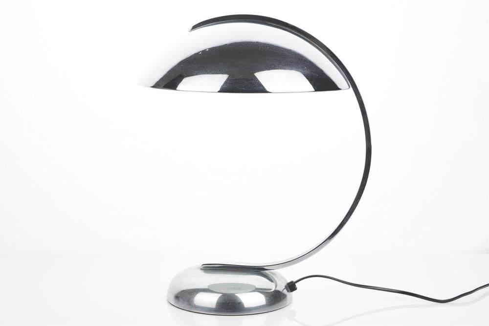 Chrome Table Lamp with Curved Arm and Dome Light Shade - Lamps - Table ...