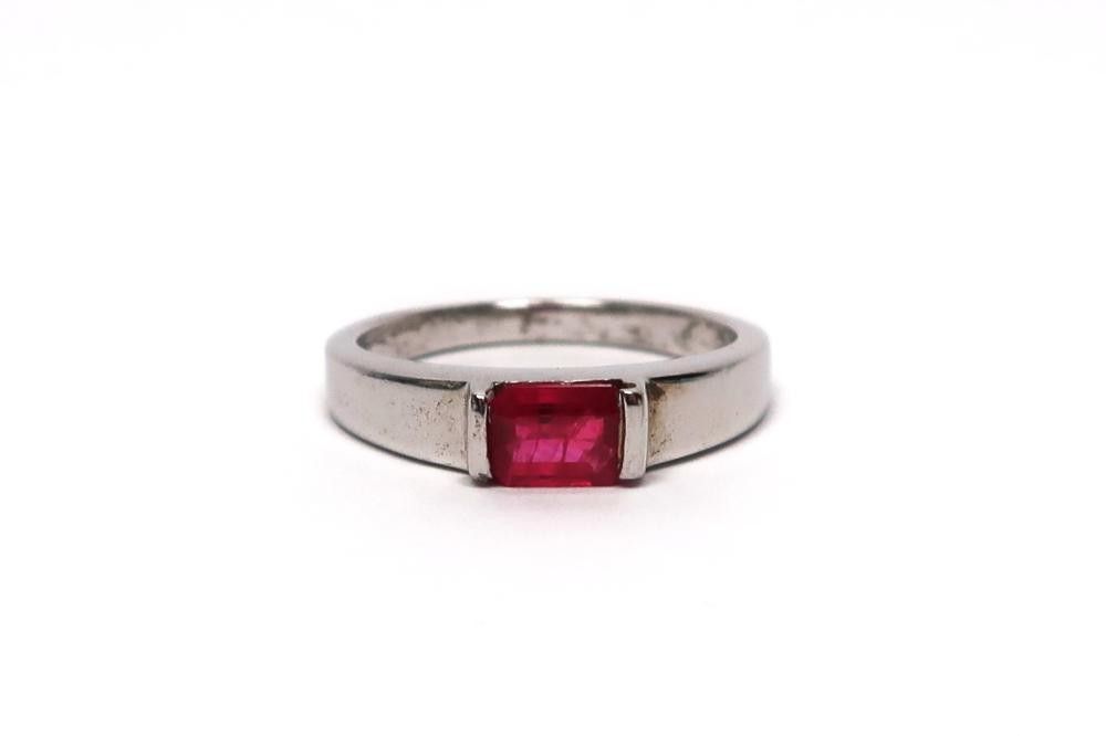 Sterling Silver Tension Set Ruby Ring, 0.34ct, Size M1/2 - Rings ...