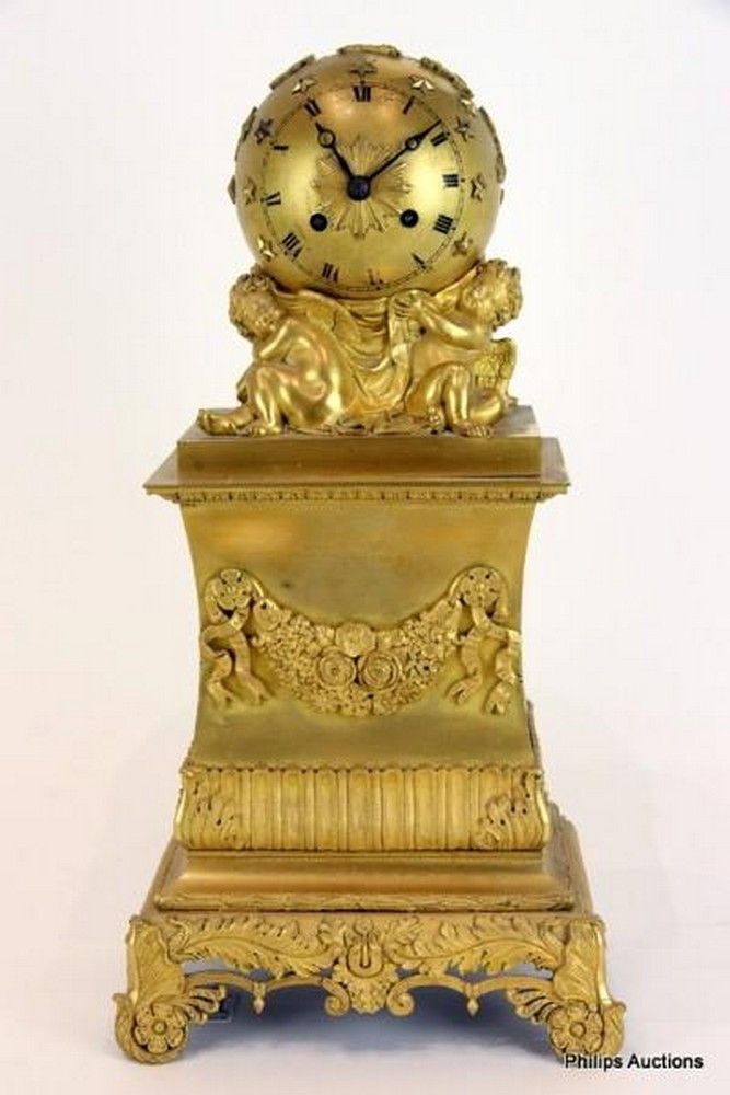 French Gilt-Bronze Figural Sphere Clock by J. Charles, Paris - Clocks ...