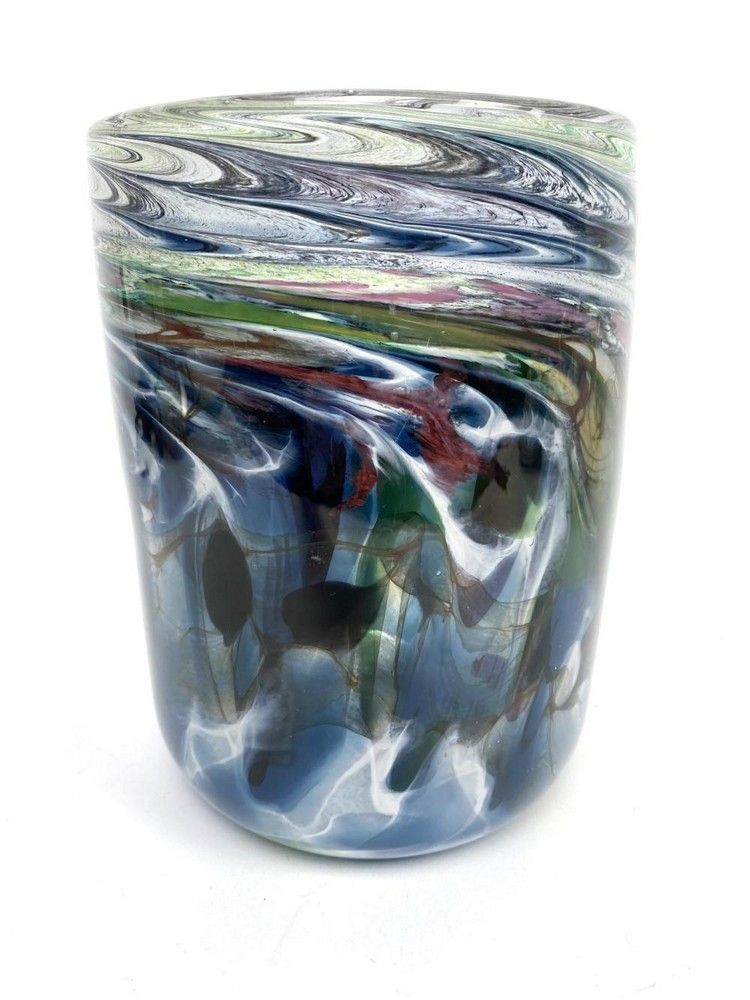 Anthony Stern Studio Glass Landscape Vase, Mottled Tones, 1980 ...