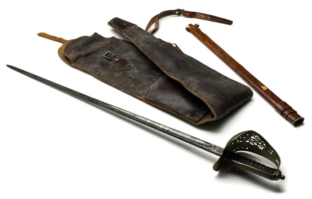 Brass Hilt Cutlass Set with Leather Scabbard and Carry Bag - Edged ...