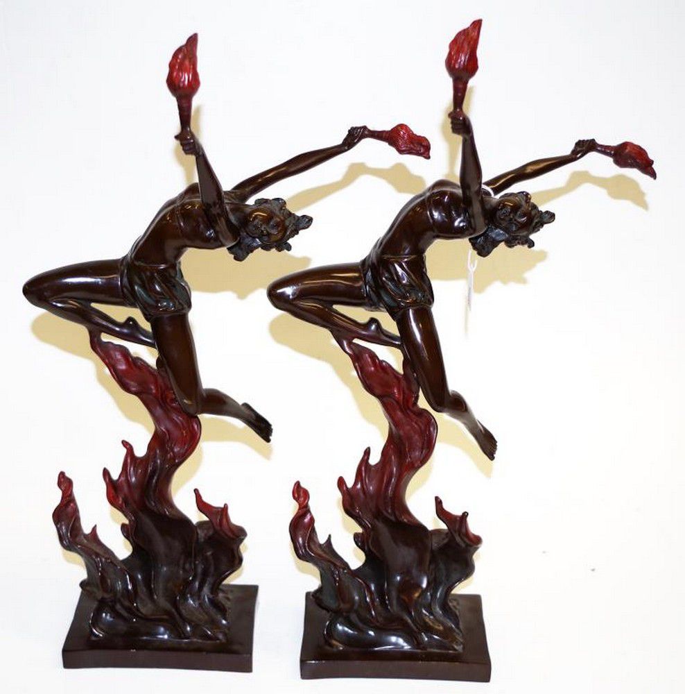 Bronze Dancing Figures with Flaming Torches - Figures/Groups ...