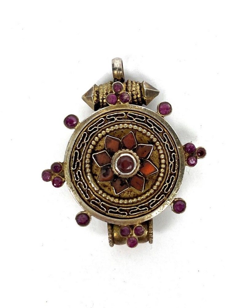 Silver Coral Inlay Nepalese Pendant: Exquisite Handcrafted Jewelry ...