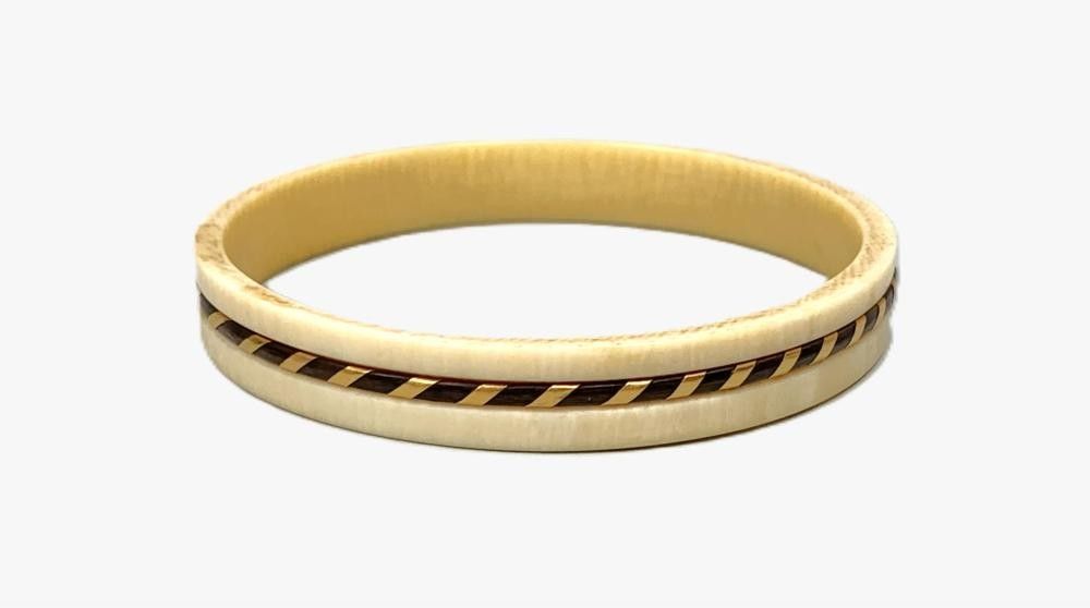 Antique Ivory Gold Plate Elephant Hair Bangle in Velvet Box - Bracelets ...