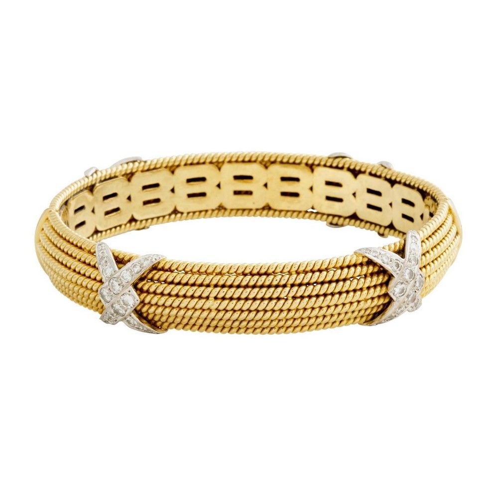 Twisted Rope Diamond Bangle in 18ct Gold, 0.88 carats - Bracelets ...