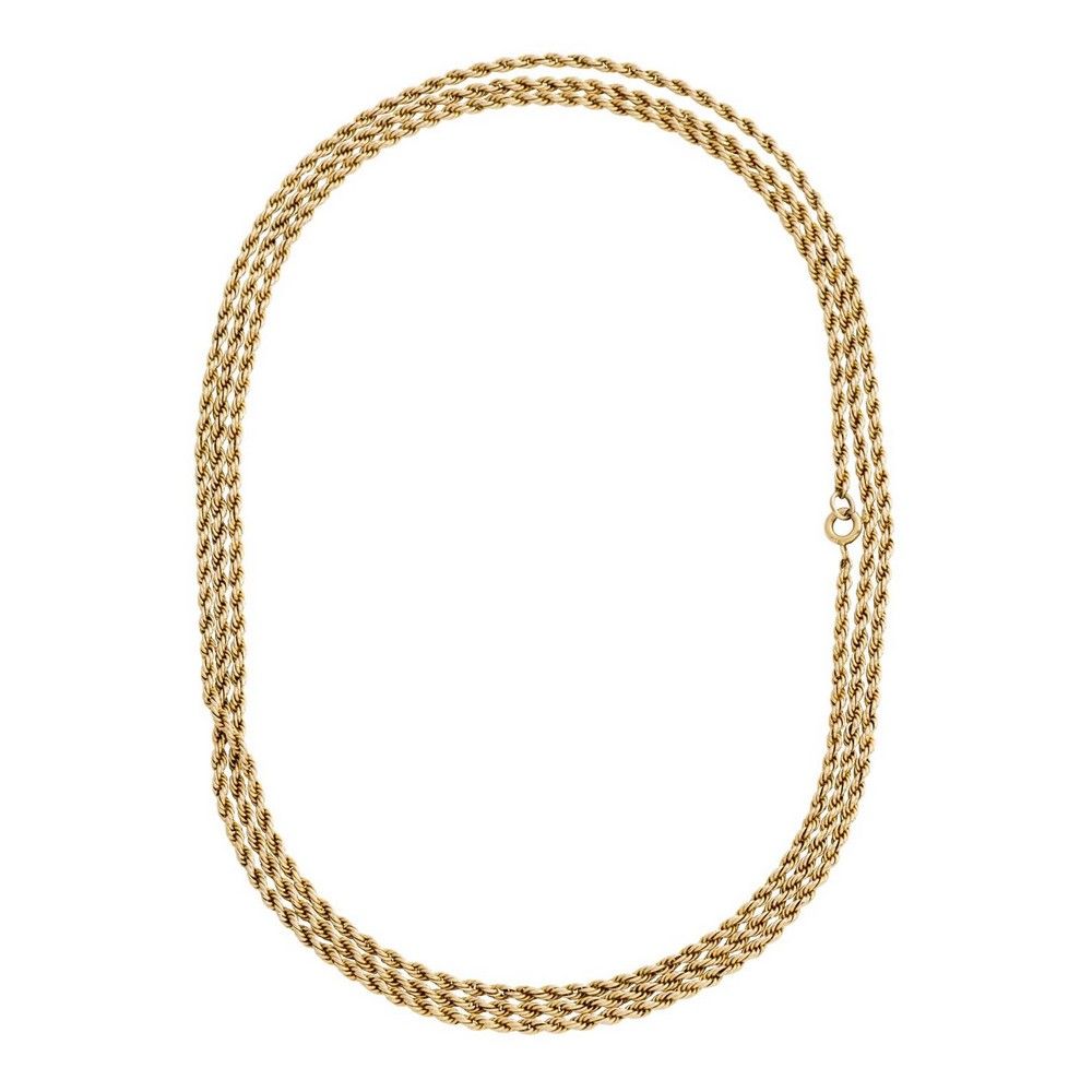 9ct Twisted Rope Design Long Chain, 12.5g, 1260mm Circumference ...