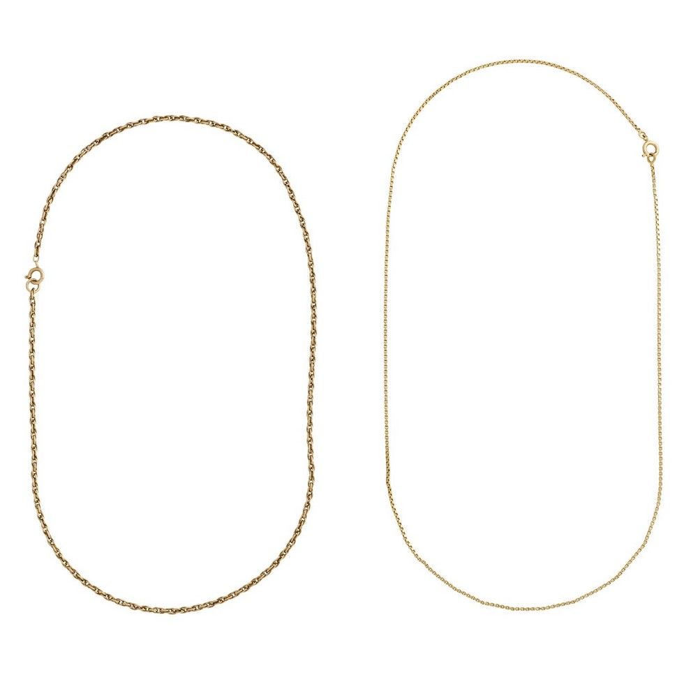 Two Gold Chains: 12ct Box Chain & 9ct Link Chain - Necklace/Chain ...