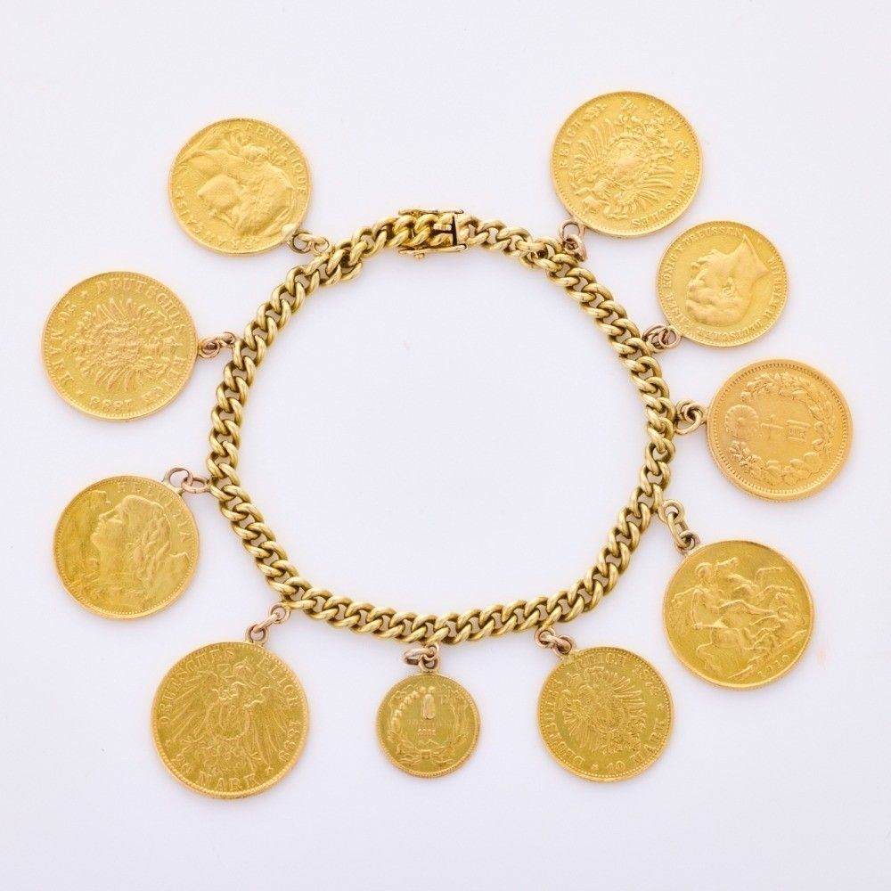 Rare Gold Coin Bracelet with 10 Historic Coins - Bracelets/Bangles ...