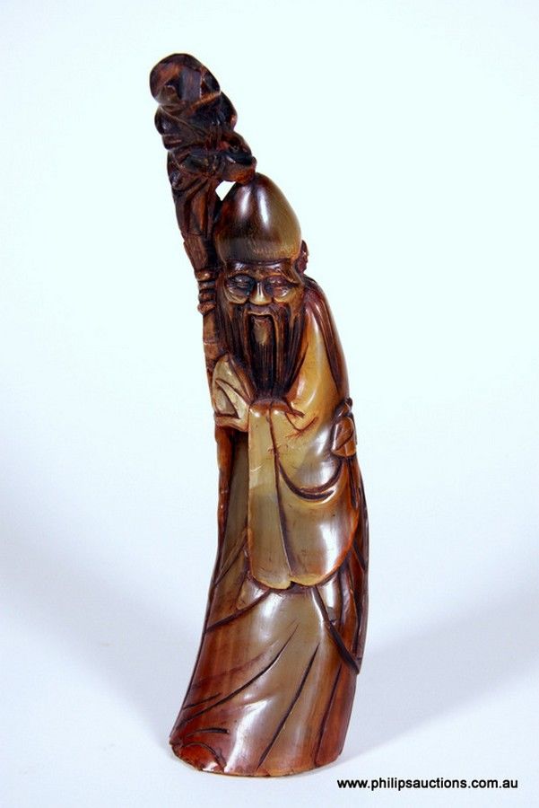 Chinese Horn Carving of Shouxing, Deity of Long Life - Zother - Oriental
