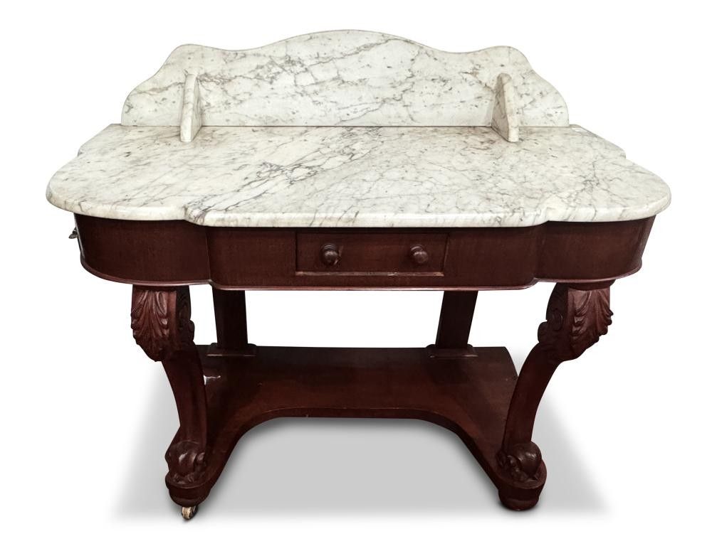 Victorian marble top wash stand with brass towel rack - Washstands ...