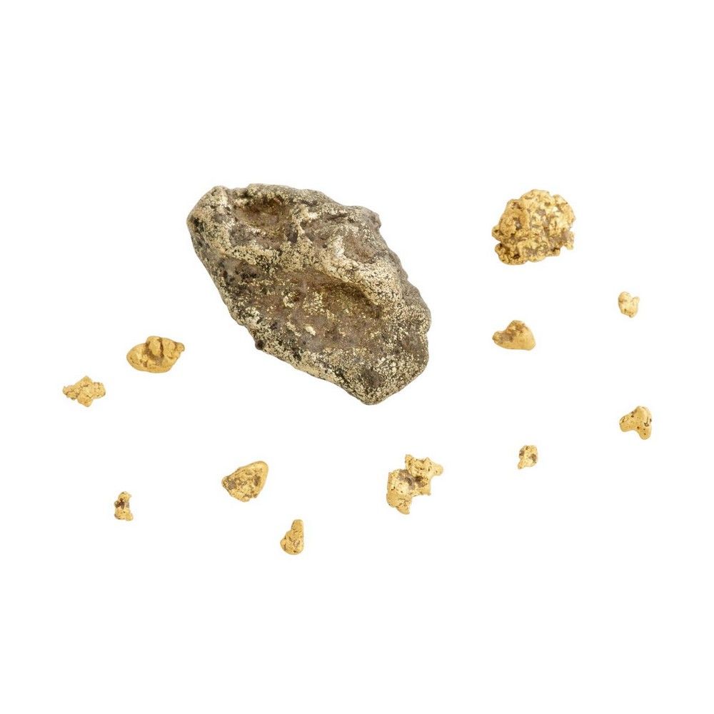 14ct Gold Nugget with 20ct Gold Flakes, 4.5g Total - Gold / silver bars ...