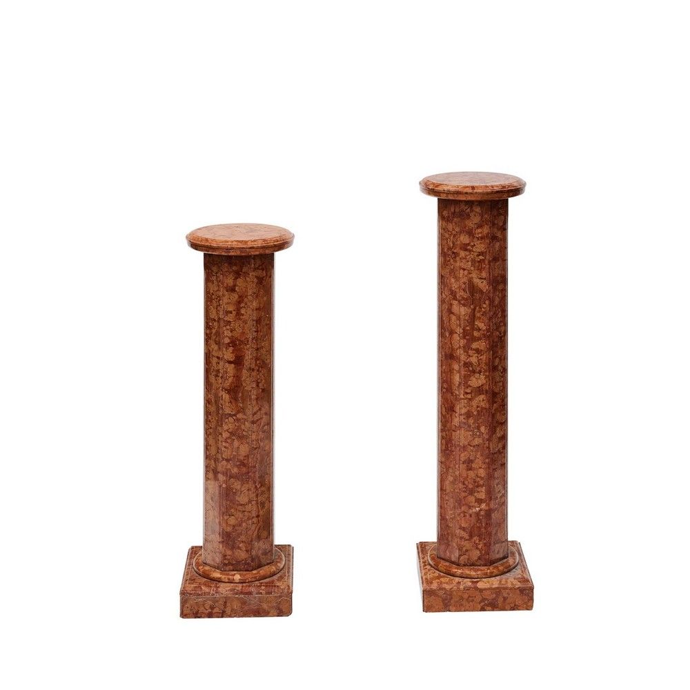 Pair of Red Marble Art Deco Column Pedestals, 115cm - Pedestals - Furniture