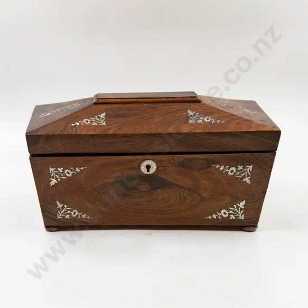 Victorian Rosewood Tea Caddy with Mother of Pearl Inlay - Tea Caddies ...