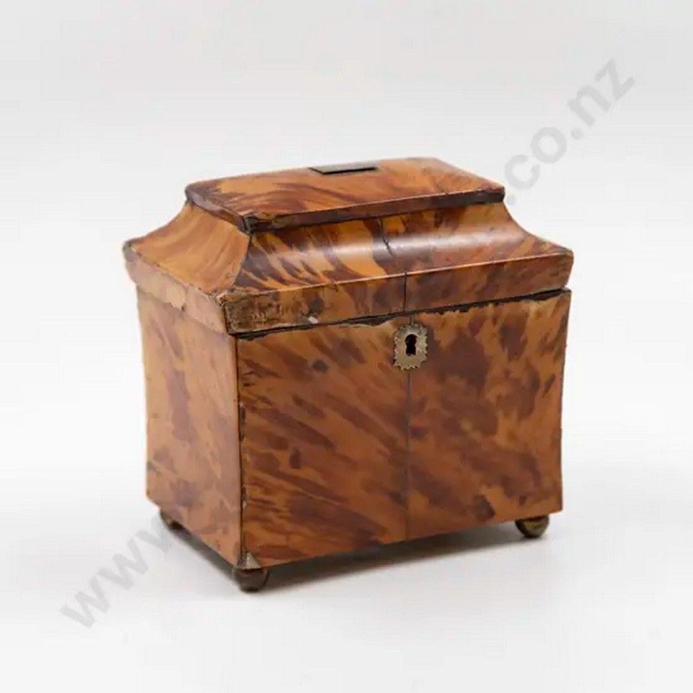 19th Century Tortoiseshell Tea Caddy, Two Sections, 16cm Long - Tea ...
