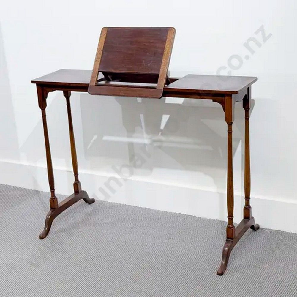 Edwardian Mahogany Reading Table with Central Ratcheted Reading Stand ...