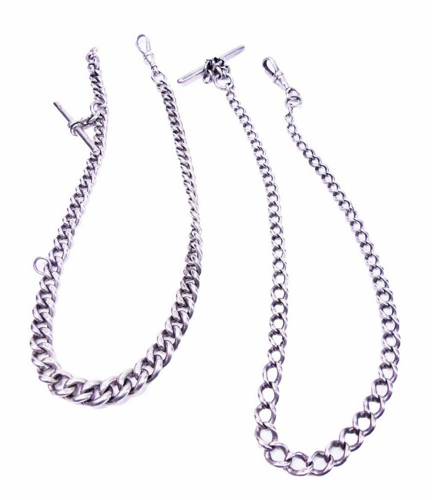 Sterling Silver Fob Chains with T Bar and Albert Clip - Necklace/Chain ...