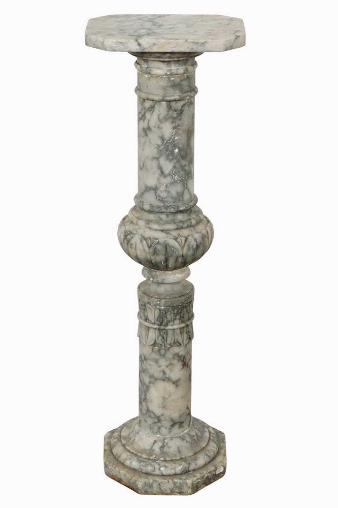 Carved Foliate Marble Column with Octagonal Base, 101cm Height ...