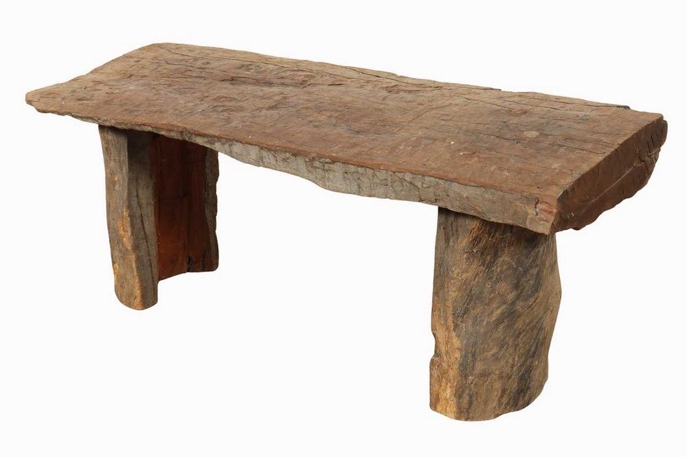 Rustic Gum Wood Bench Seat with Split Log Legs - Seating - Benches/Pews ...