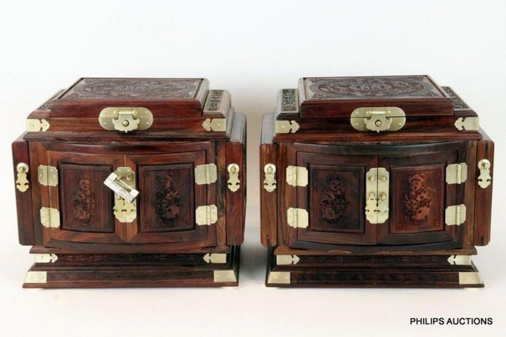Carved Chinese Jewellery Boxes with Mirrors - Zunknown - Zunknown