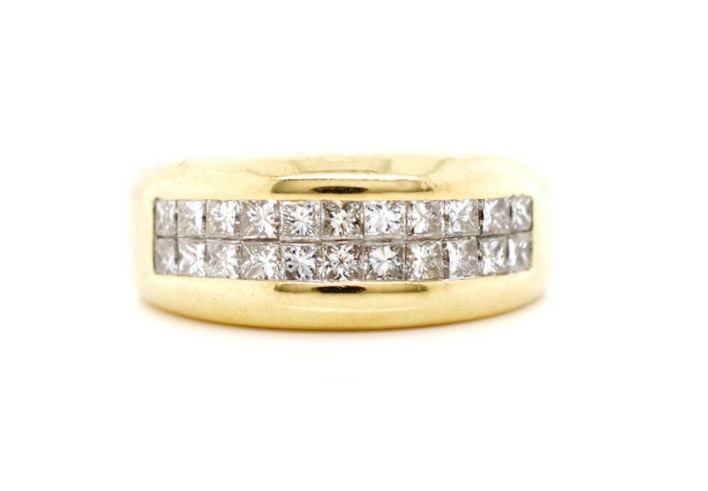 Double Row Diamond Ring in 18ct Yellow Gold - Rings - Jewellery