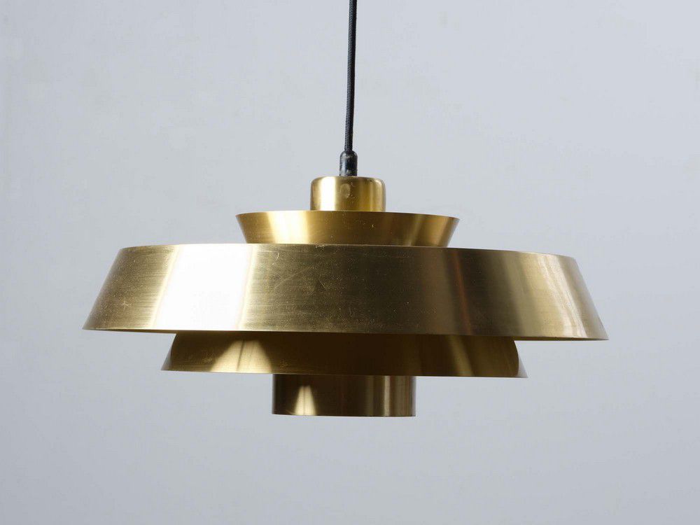 1960s Brass 'Nova' Pendant Lamp by Jo Hammerborg for Fog & Mørup ...