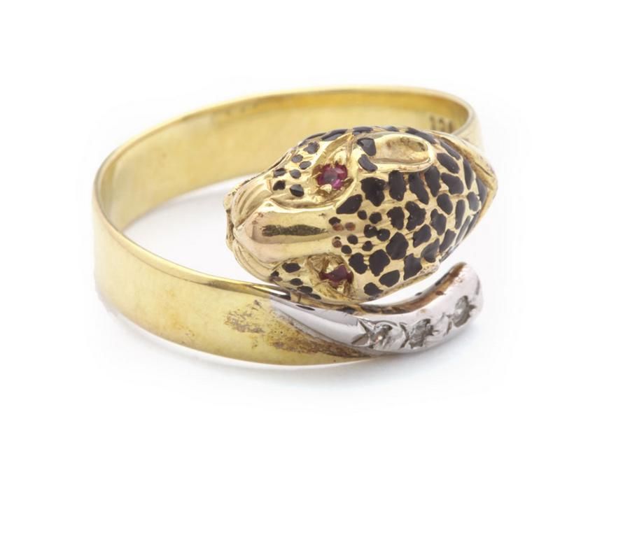 Leopard Gold Ring with Rubies and Diamonds - Rings - Jewellery