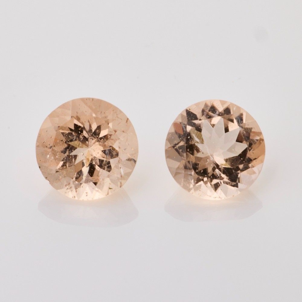 8.82mm Round Morganite Pair, Total 4.40cts Loose Brilliant Cut ...