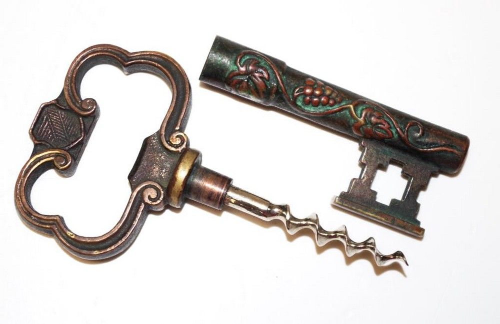 Bronze Grape Vine Corkscrew Key with Bottle Opener Handle - Alcohol ...