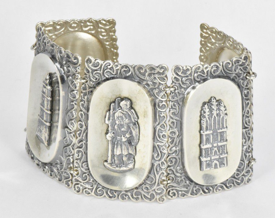 875 Silver Russian Bracelet with Architecture and Figural Ornaments ...
