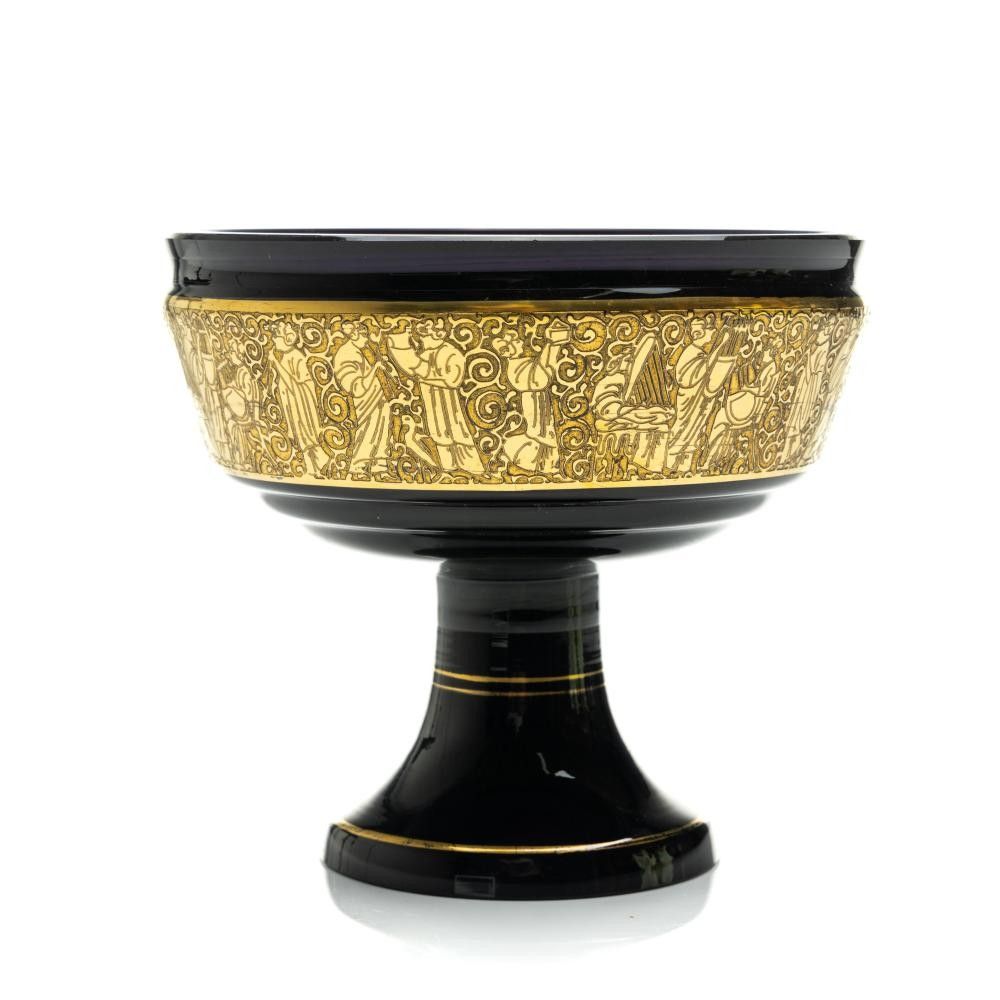 Moser Amethyst Footed Bowl with Gilt Classical Figures Band - European ...