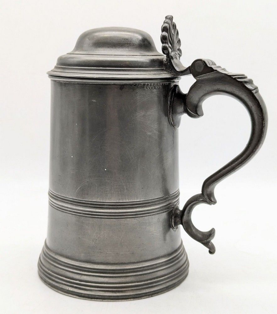 Victorian Pewter Tankard with Amber Glass Star Cut Bottom - Pewter ...