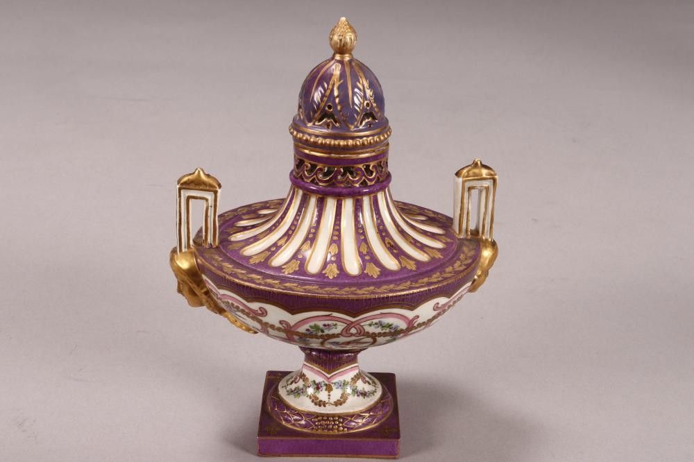 Sevres Porcelain Twin Handled Vase with Acorn Finial - Sevres/Style ...