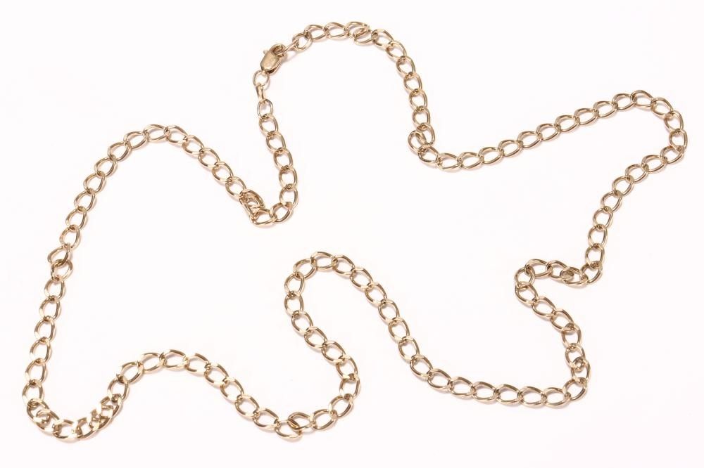 9ct Yellow Gold Fine Curb Link Chain, 8.51gm, 53.5cm - Necklace/Chain ...
